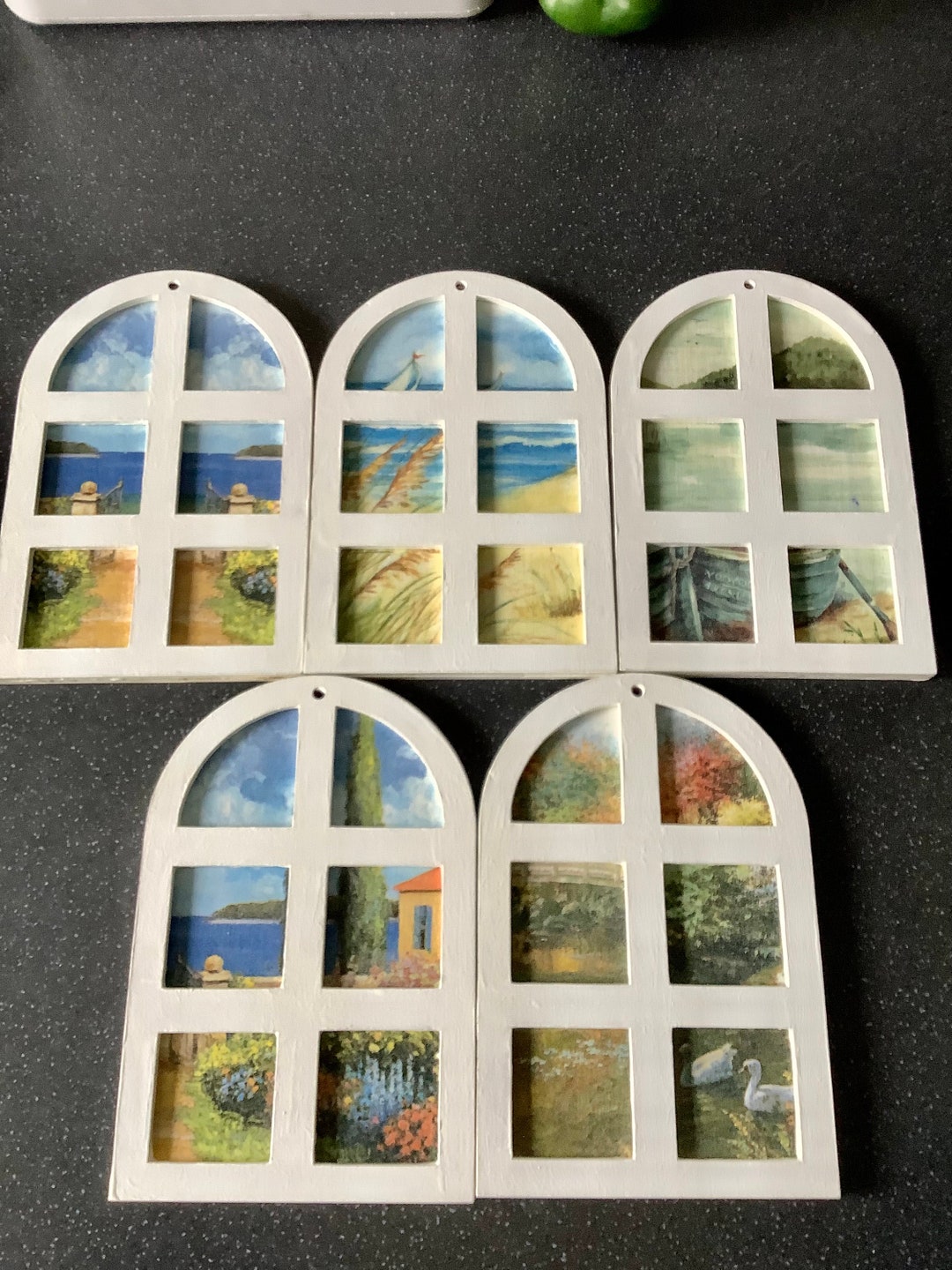 Window Scenes Decoupaged Wooden Window Boat Lake Sea View - Etsy