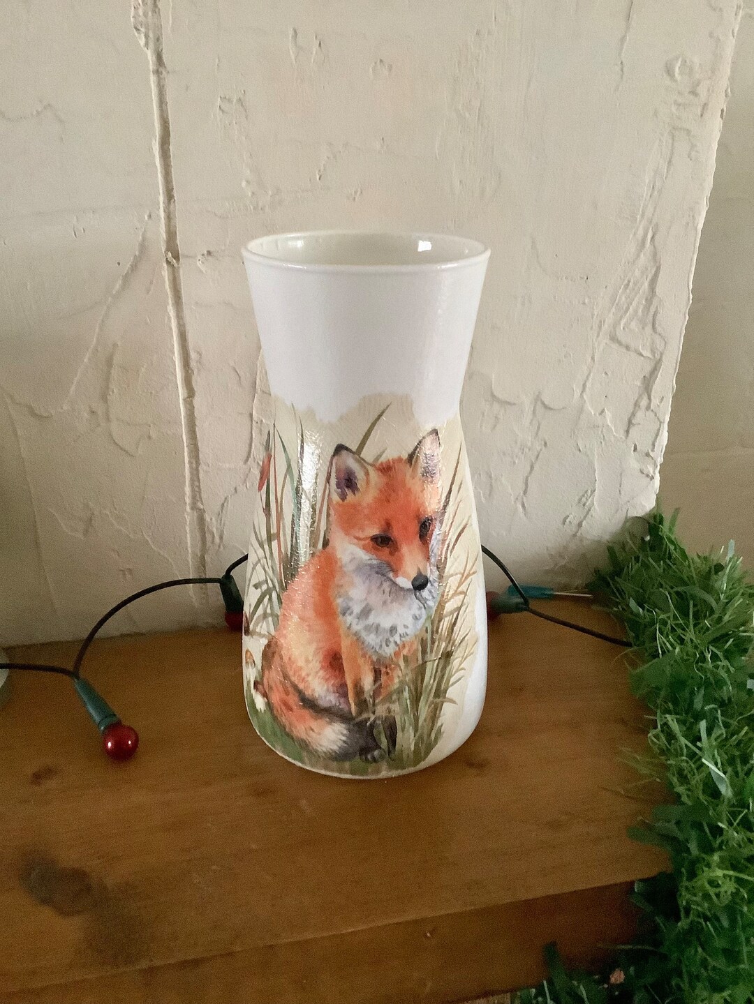 Fox Glass Flower Vase, Wildlife Design, Animal Vase, Fox Lover Gift ...