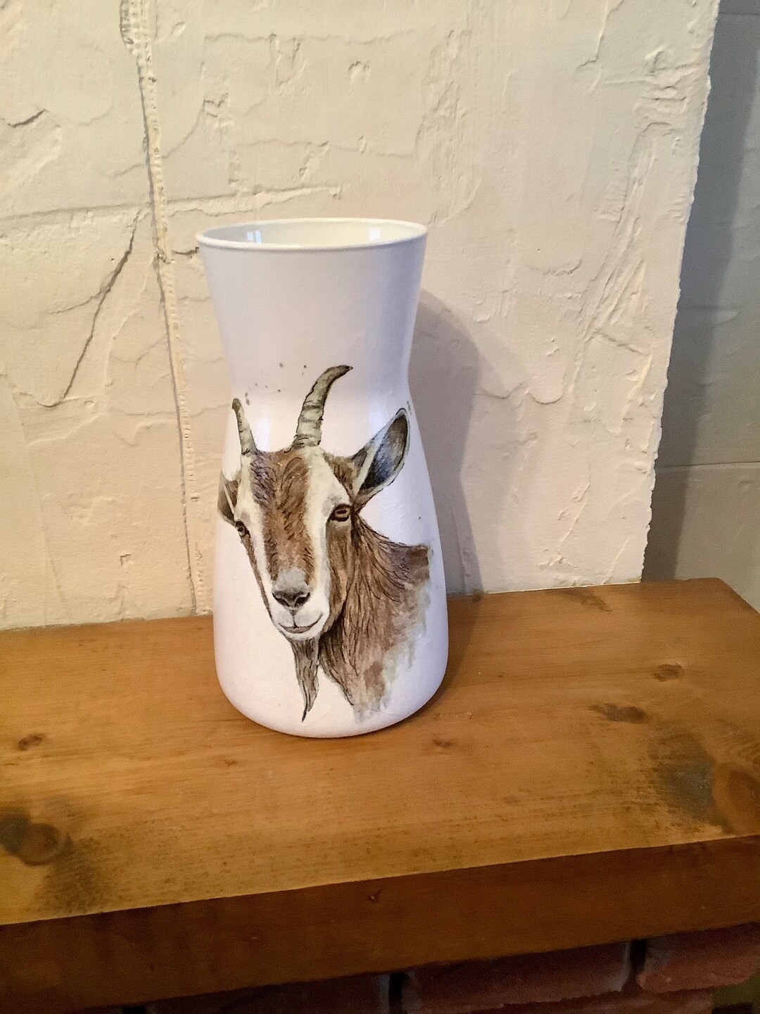 Goat Decoupage Glass Vase Farmyard Country Design - Etsy