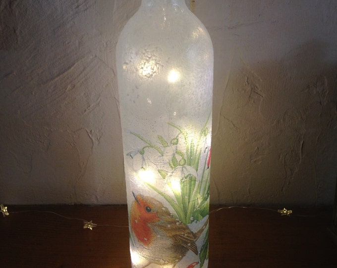 Robin Light up Bottle, LED, Decouoage, Christmas, Spring, Robin - Etsy UK