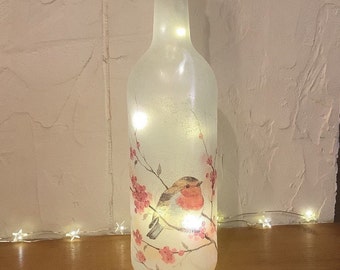 Robin Light up Bottle, LED, Decouoage, Christmas, Spring, Robin - Etsy UK
