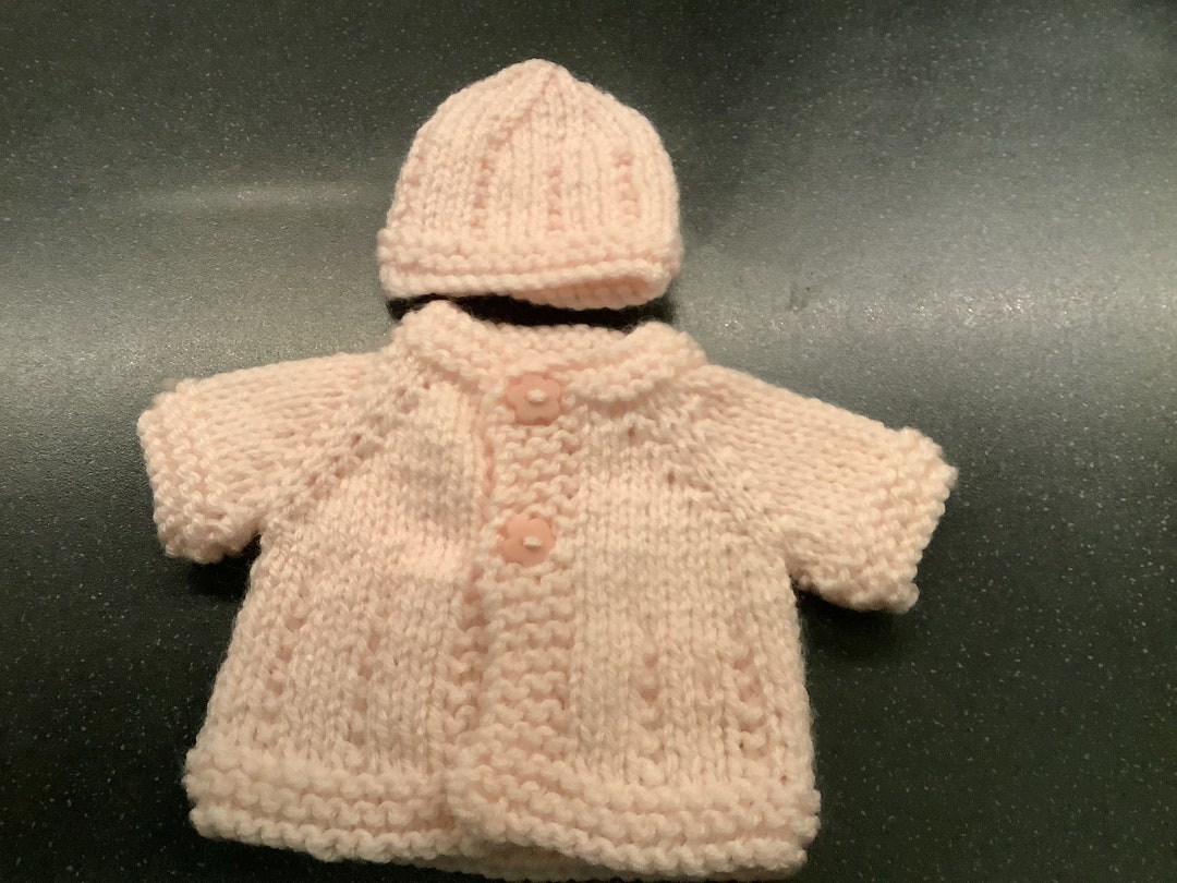 Doll, Premie Premature Angel, Baby Hand Knitted Cardigan & Hat Set ...