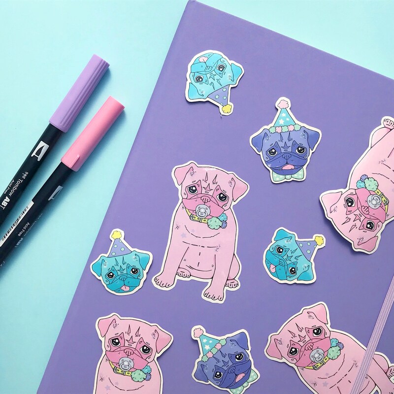 Pug Sticker Pack - Etsy
