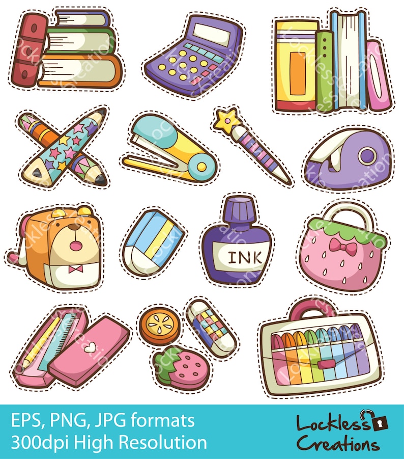 Colorful Stationery 1 Digital Clip Art Instant Download | Etsy