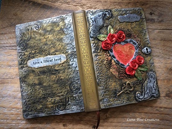 Custom Journal Heart & Roses Journal Personalized Blank | Etsy