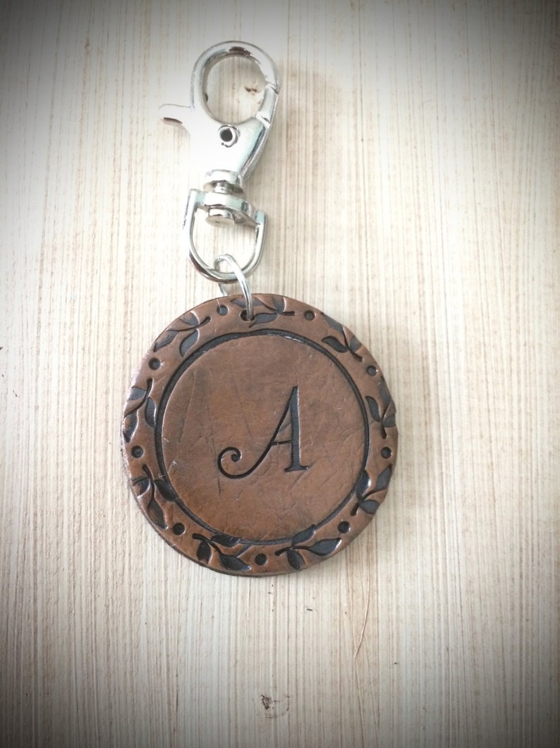 Personalized Monogram keychain Faux Leather Polymer Clay | Etsy