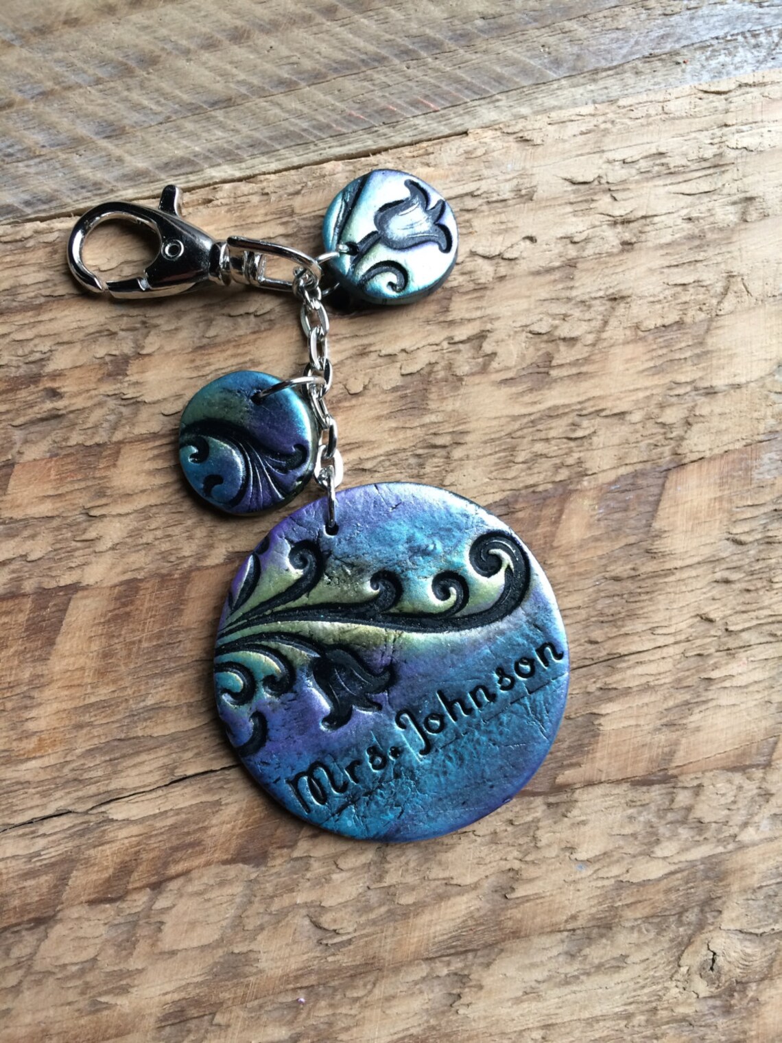 Personalized Keychain Polymer Clay Keychain Hand Stamped - Etsy