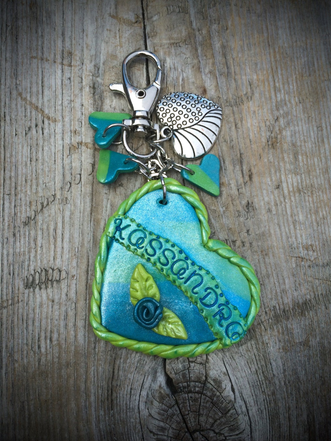Personalized Heart Keychain, Personalized Polymer Clay Keychain, Girls ...