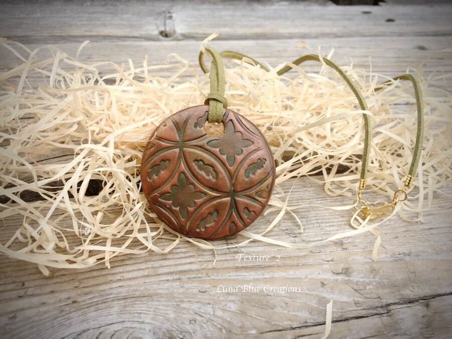 Faux Metallic Copper Polymer Clay Pendant Polymer Clay | Etsy