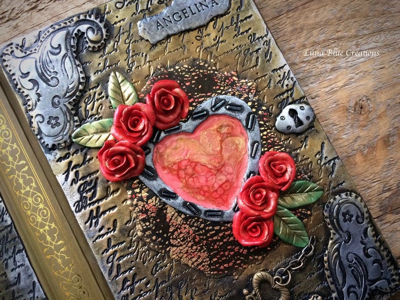 Custom Journal Heart & Roses Journal Personalized Blank - Etsy