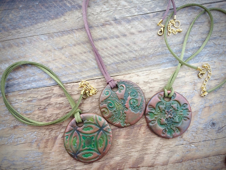 Faux Copper Polymer Clay Pendant Polymer Clay Jewelry Hand | Etsy