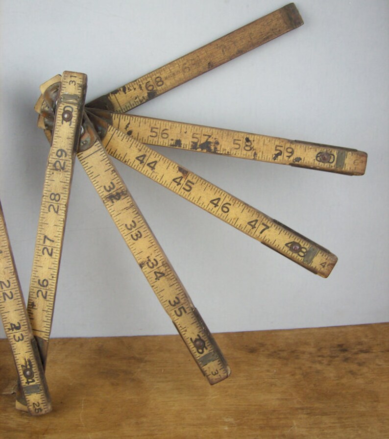 Vintage Rustic Articulating Folding Yardstick Wood and Metal - Etsy