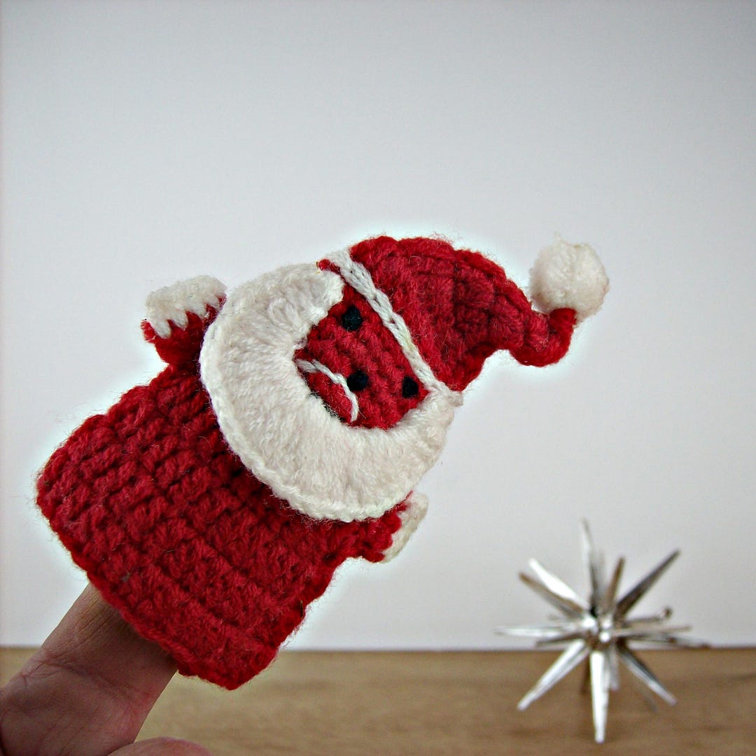 Vintage Crochet Santa Finger Puppet, 1970s Crochet Santa, - Etsy