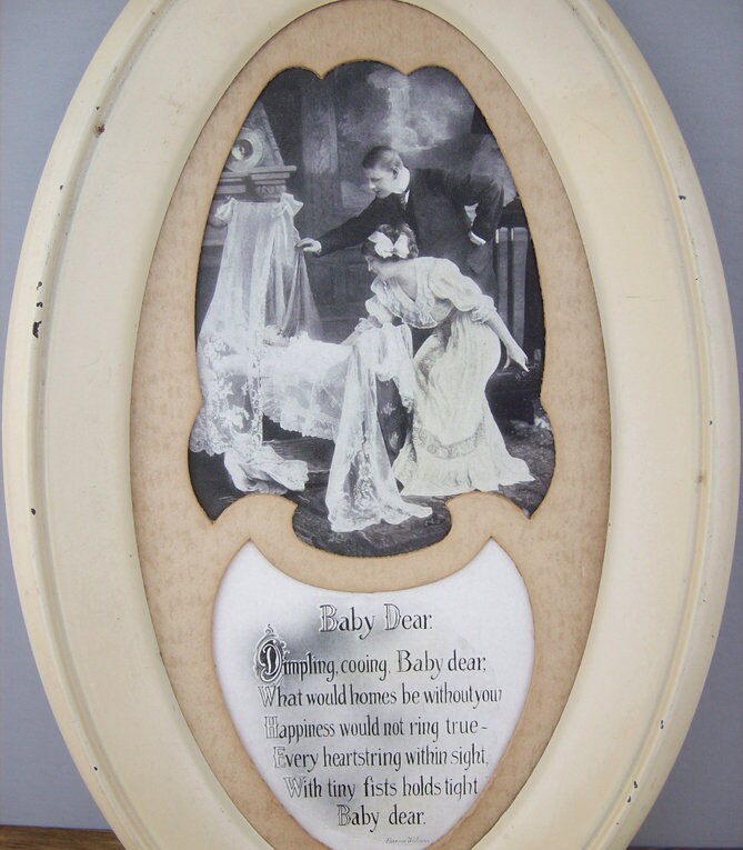 Antique Oval Metal Advertising Frame With Real Victorian Baby Photo and ...
