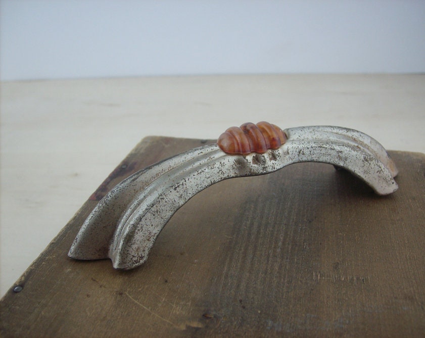 Art Deco Fluted Handle With Baklelite Accent, Vintage 1920s Drawer Pull ...