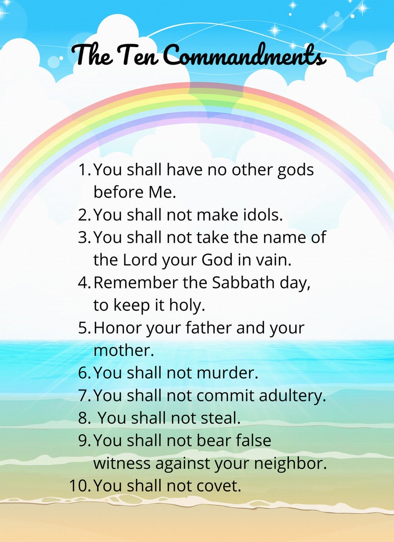 The Ten Commandments for Kids Digital Print Exodus 20 Deuteronomy 5 ...