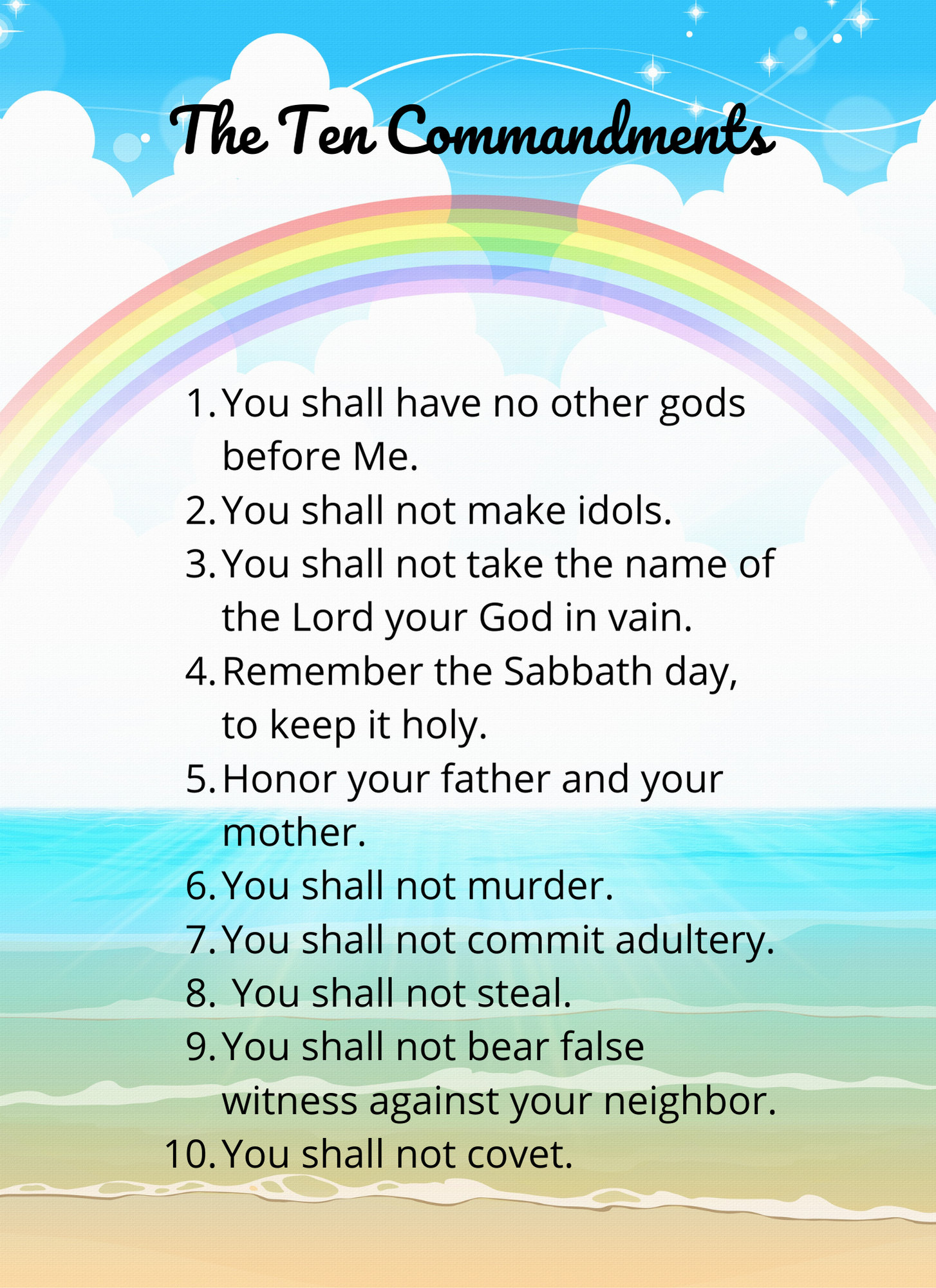 The Ten Commandments for Kids Digital Print Exodus 20 Deuteronomy 5 ...