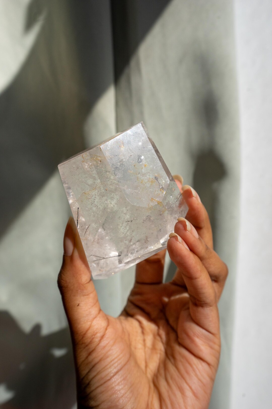 Black Rutile Tourmaline Quartz – Rainbow Flash Freeform Crystal Decor ...