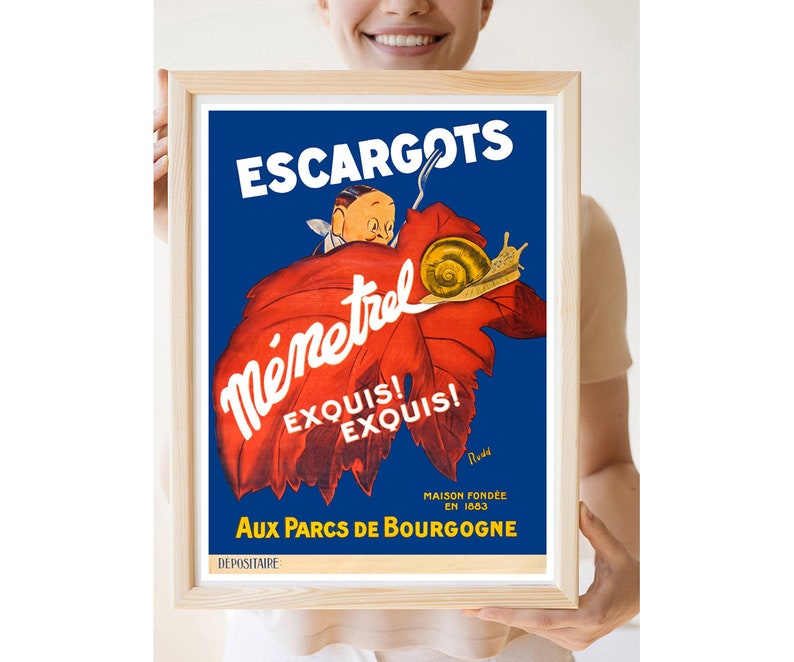 Reprint of a Vintage European Advertising Poster for Escargot - Etsy