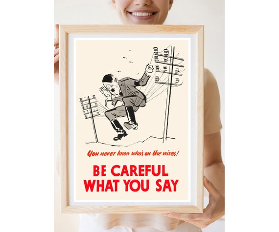 Reprint of a WW2 Propaganda Poster Be Careful What You Say - Etsy