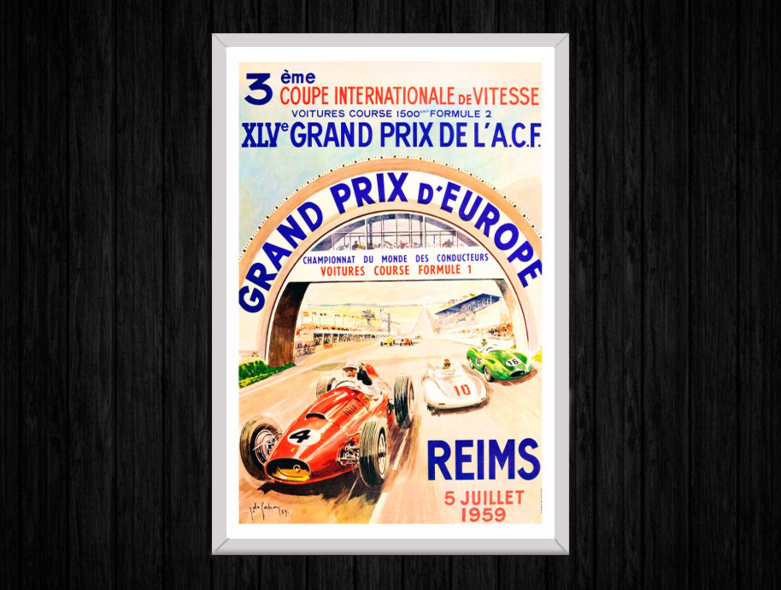Reprint of a Vintage 1959 Reims Grand Prix Motor Racing Poster | Etsy