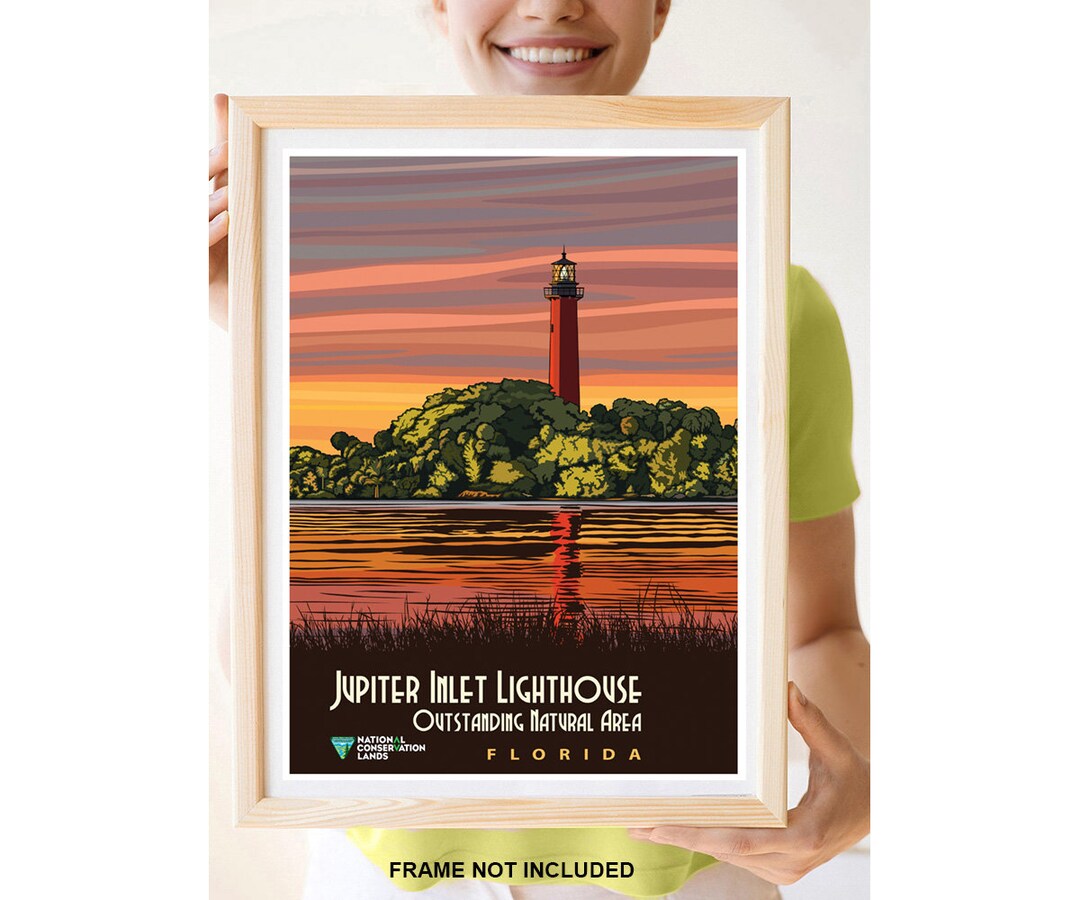 Reprint of a Vintage Travel Poster to Jupiter Inlet Lighthouse, Florida ...