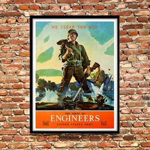 Reprint of a Vintage WW2 US Army Engineers Recruiting Poster | Etsy