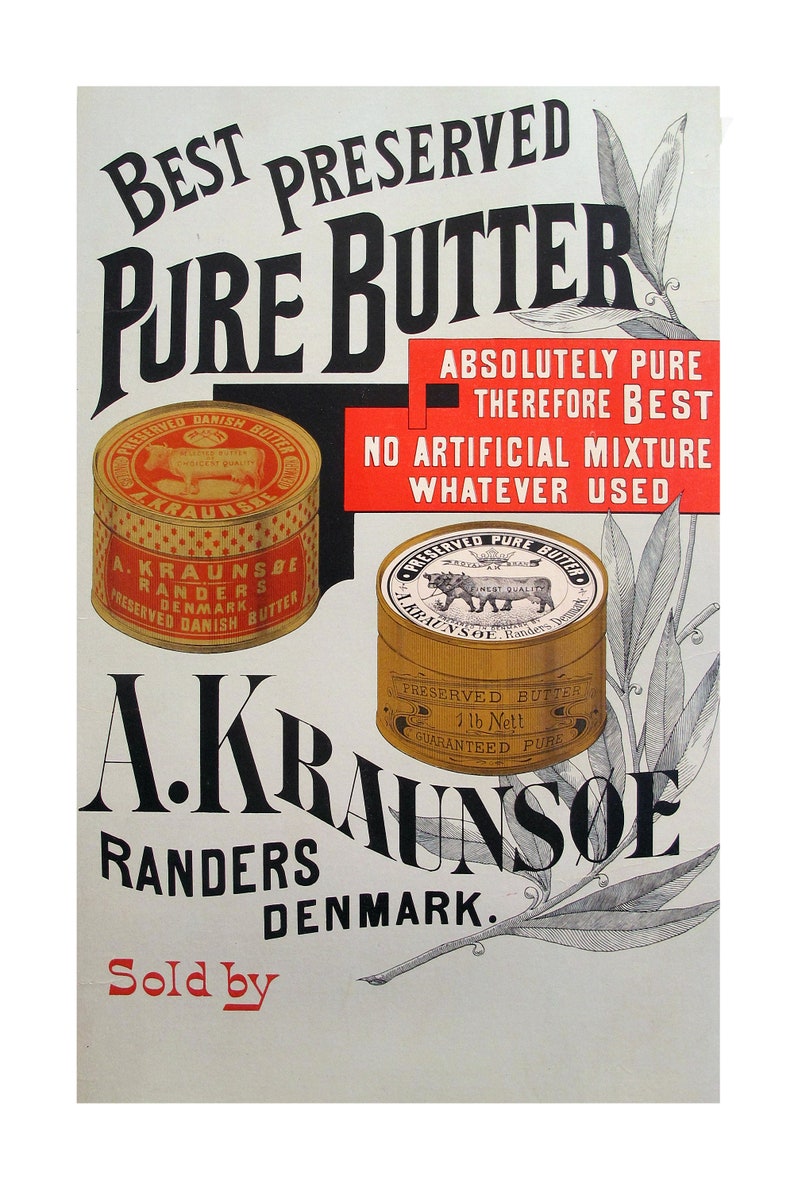 Reprint of a Vintage Food Advertising Poster Pure Butter - Etsy