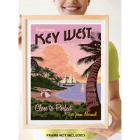 Key West Vintage Travel Poster, Key West Print, Florida Wall Art ...