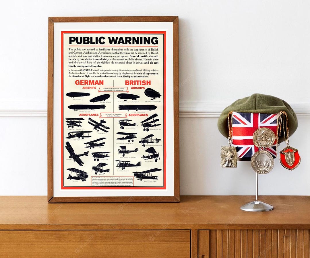 Reprint of a British WW1 Poster - PUBLIC WARNING! - Air-raid Precaution ...