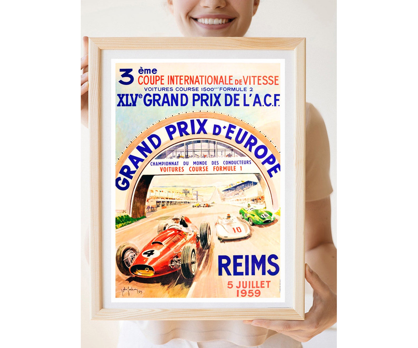 Reprint of a Vintage 1959 Reims Grand Prix Motor Racing Poster - Etsy