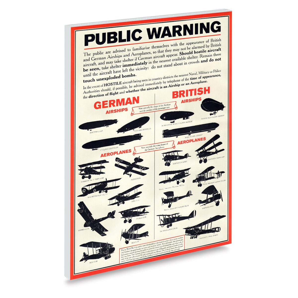 Reprint of a British WW1 Poster - PUBLIC WARNING! - Air-raid Precaution ...