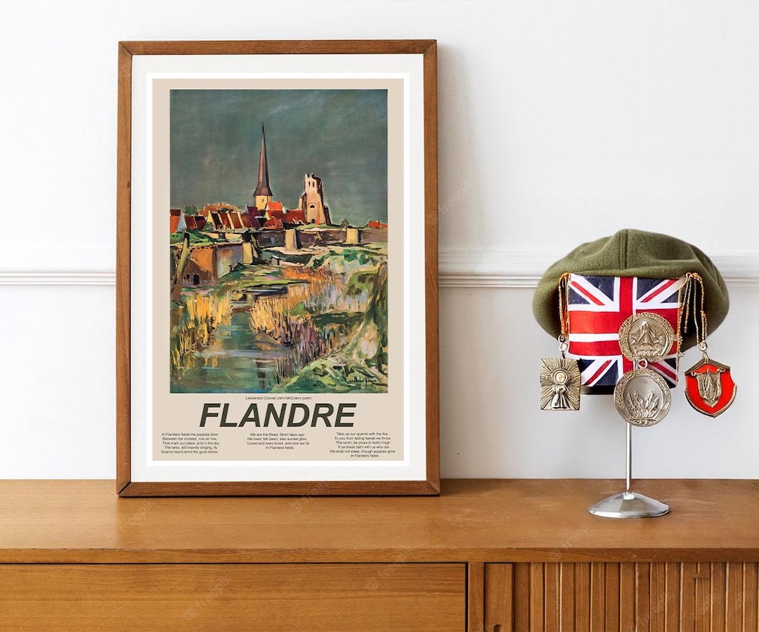 Reprint of the Travel Poster to Flander With the Poem "flanders Fields ...