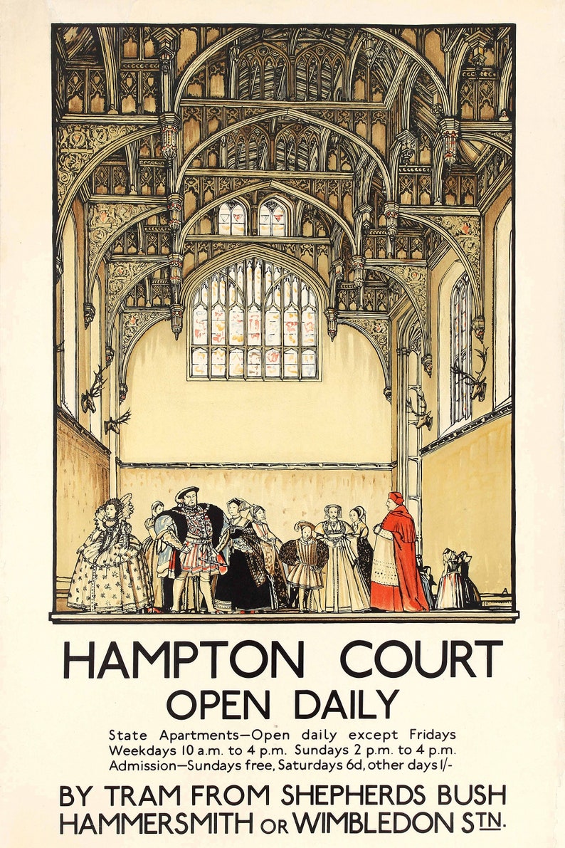 Reprint of a Vintage 1930s Travel Poster to Hampton Court - Etsy