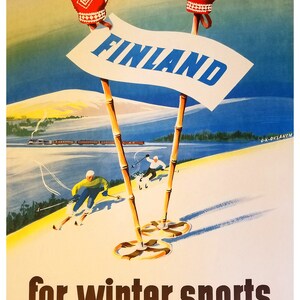 Reprint of a Vintage Travel Poster Finland for Winter Sports - Etsy