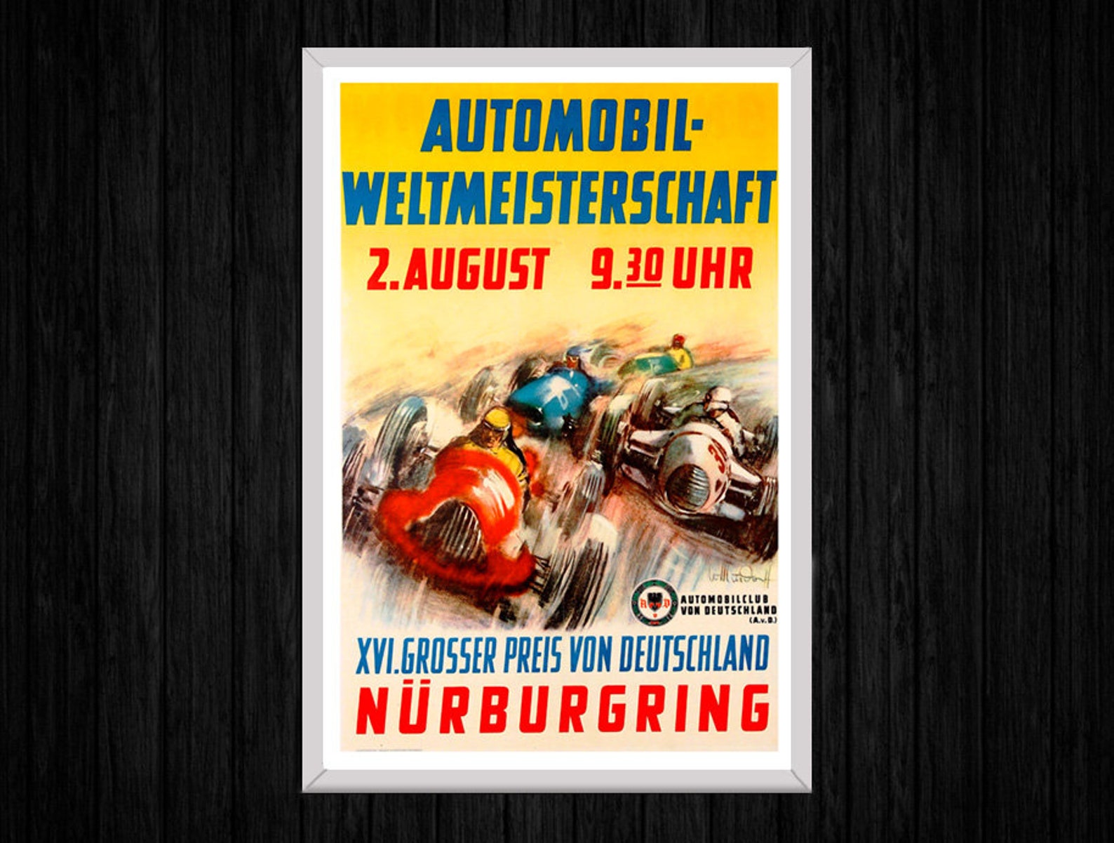 Reprint of a Vintage German Motor Racing Poster | Etsy