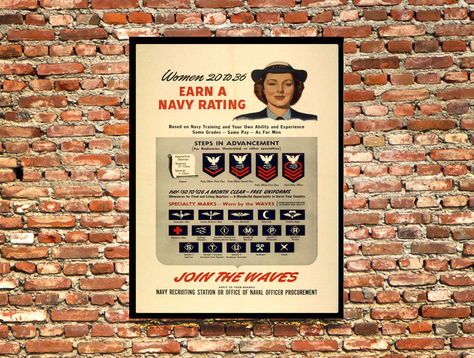 Reprint of a WW2 Vintage Join the WAVES Recruiting Poster | Etsy