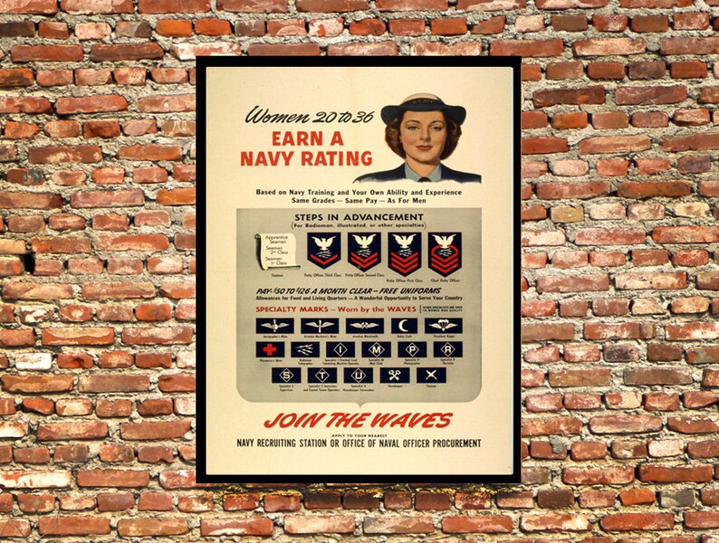 Reprint of a WW2 Vintage Join the WAVES Recruiting Poster | Etsy