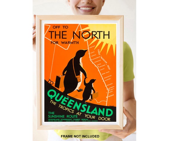 Reprint of a Vintage Travel Poster Queensland Australia | Etsy