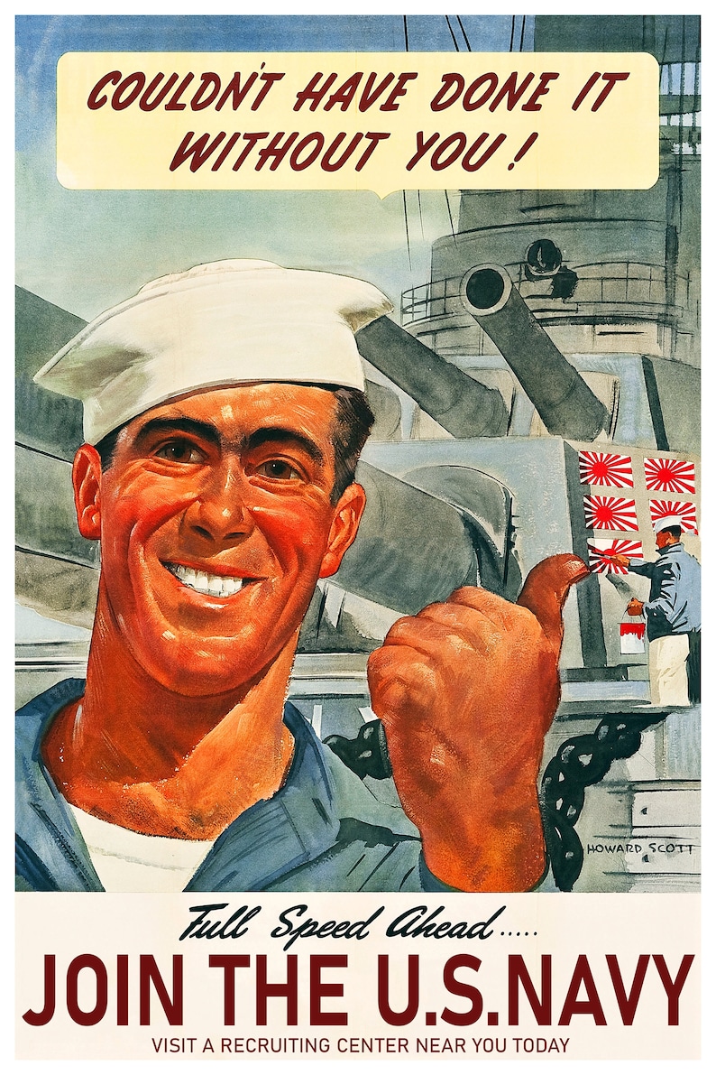Reprint of a Vintage WW2 US NAVY Recruiting Poster - Etsy