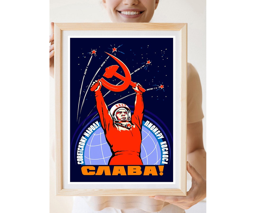 Reprint Of An Old Soviet Cccp Space Program Propaganda Poster Etsy