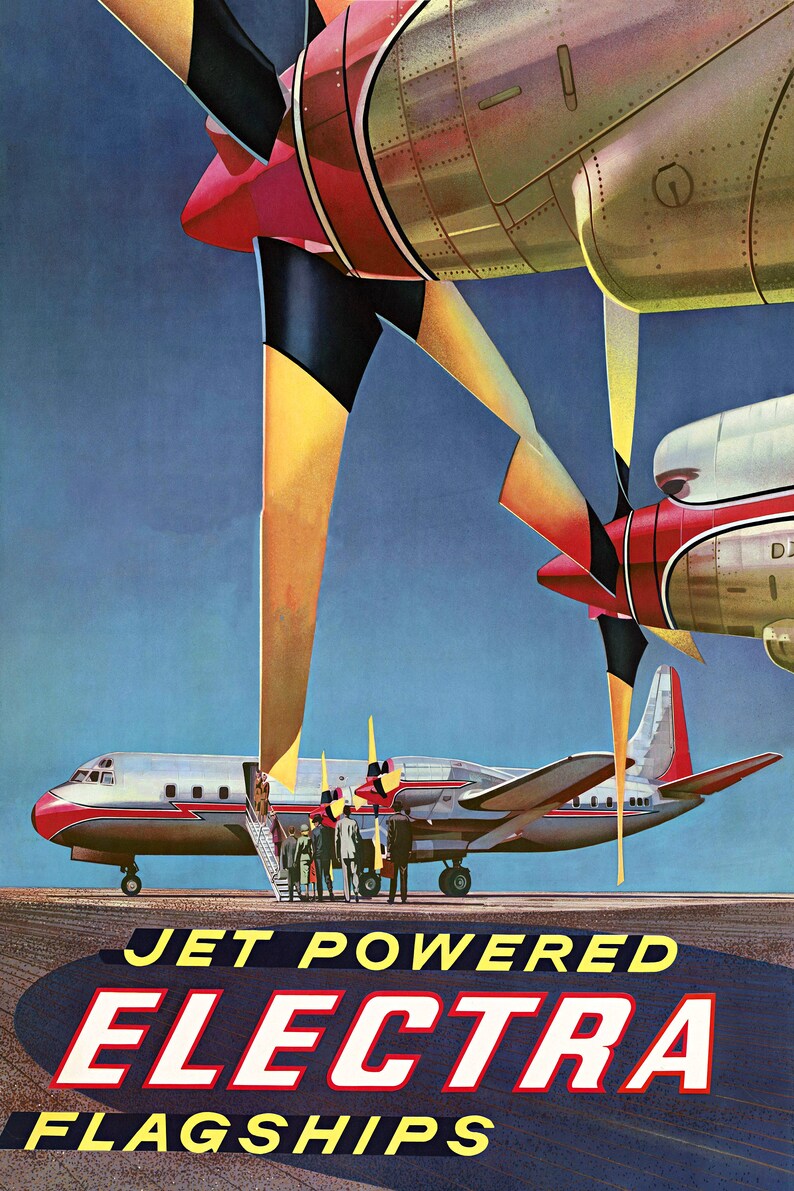 Reprint of a Vintage Airline Travel Poster Lockheed Electra - Etsy