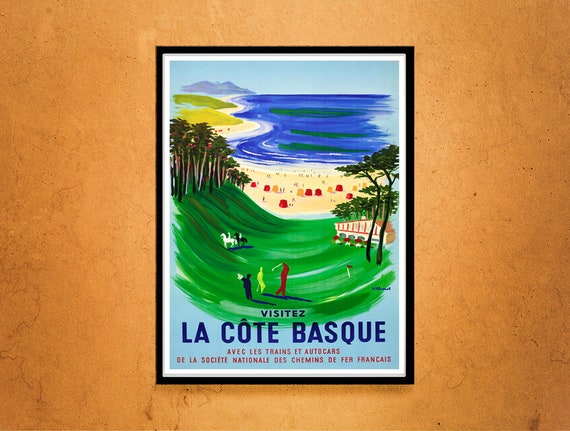 Reprint of a Vintage Travel Poster to La Cote Basque | Etsy