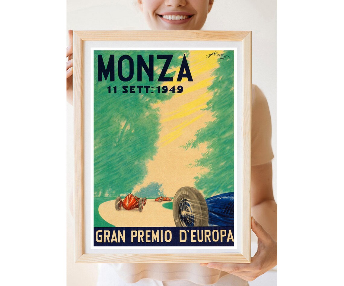 Reprint of a Vintage 1949 Monza Motor Racing Poster - Etsy