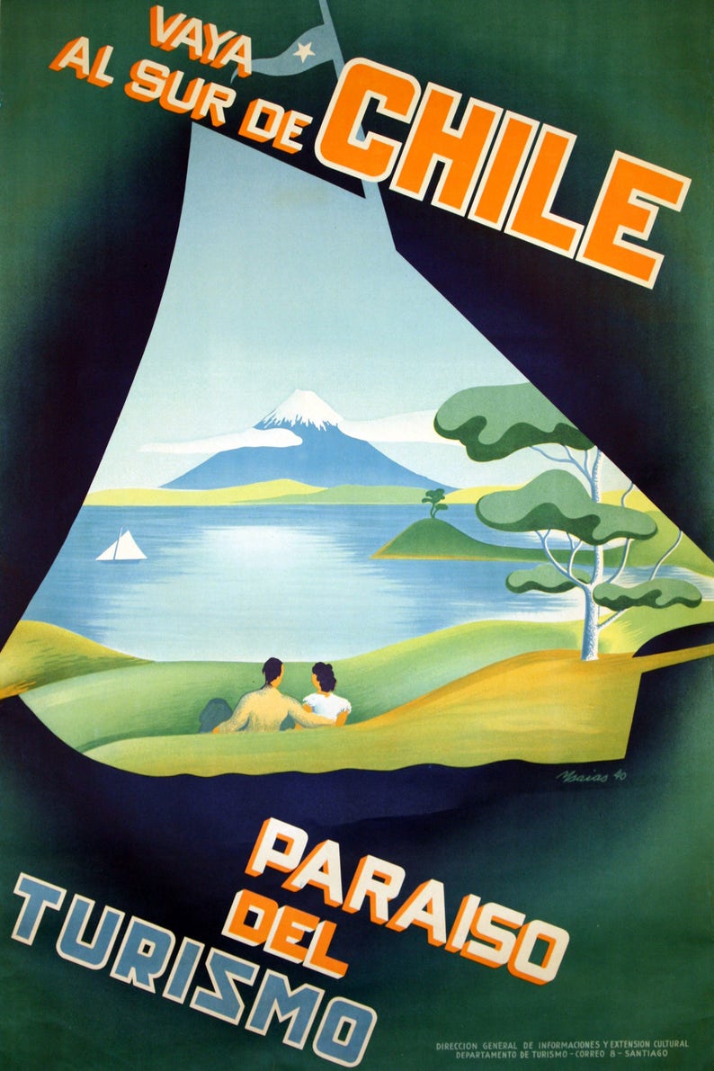 Reprint of a Vintage Travel Poster Visit South Chile | Etsy