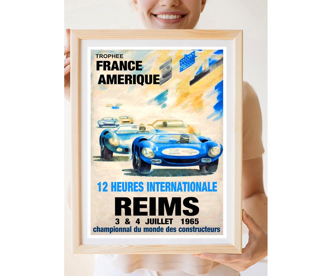 Reprint of a Vintage 1965 French Motor Racing Poster Reims - Etsy