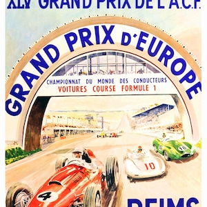 Reprint of a Vintage 1959 Reims Grand Prix Motor Racing Poster - Etsy