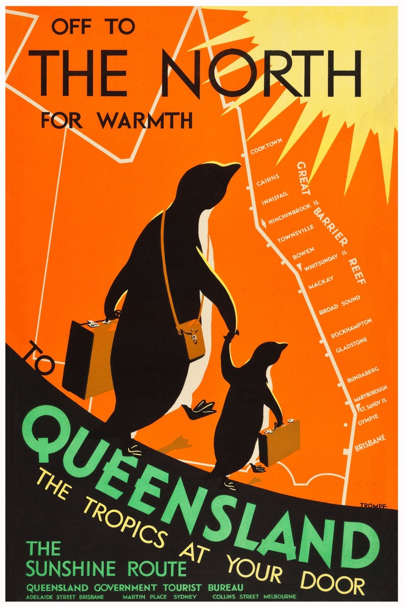 Reprint of a Vintage Travel Poster Queensland Australia - Etsy