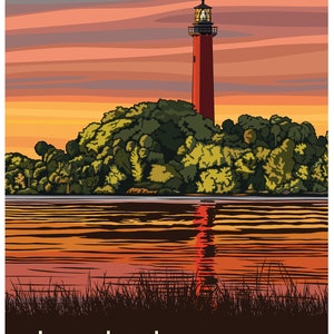 Reprint of a Vintage Travel Poster to Jupiter Inlet Lighthouse, Florida ...