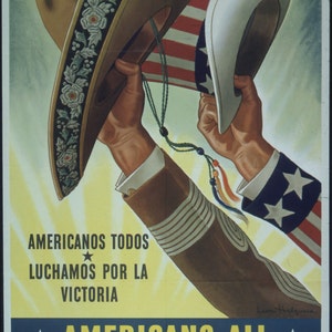 Reprint of a WWII Us/mexican Propaganda Poster Let's Fight for Victory ...